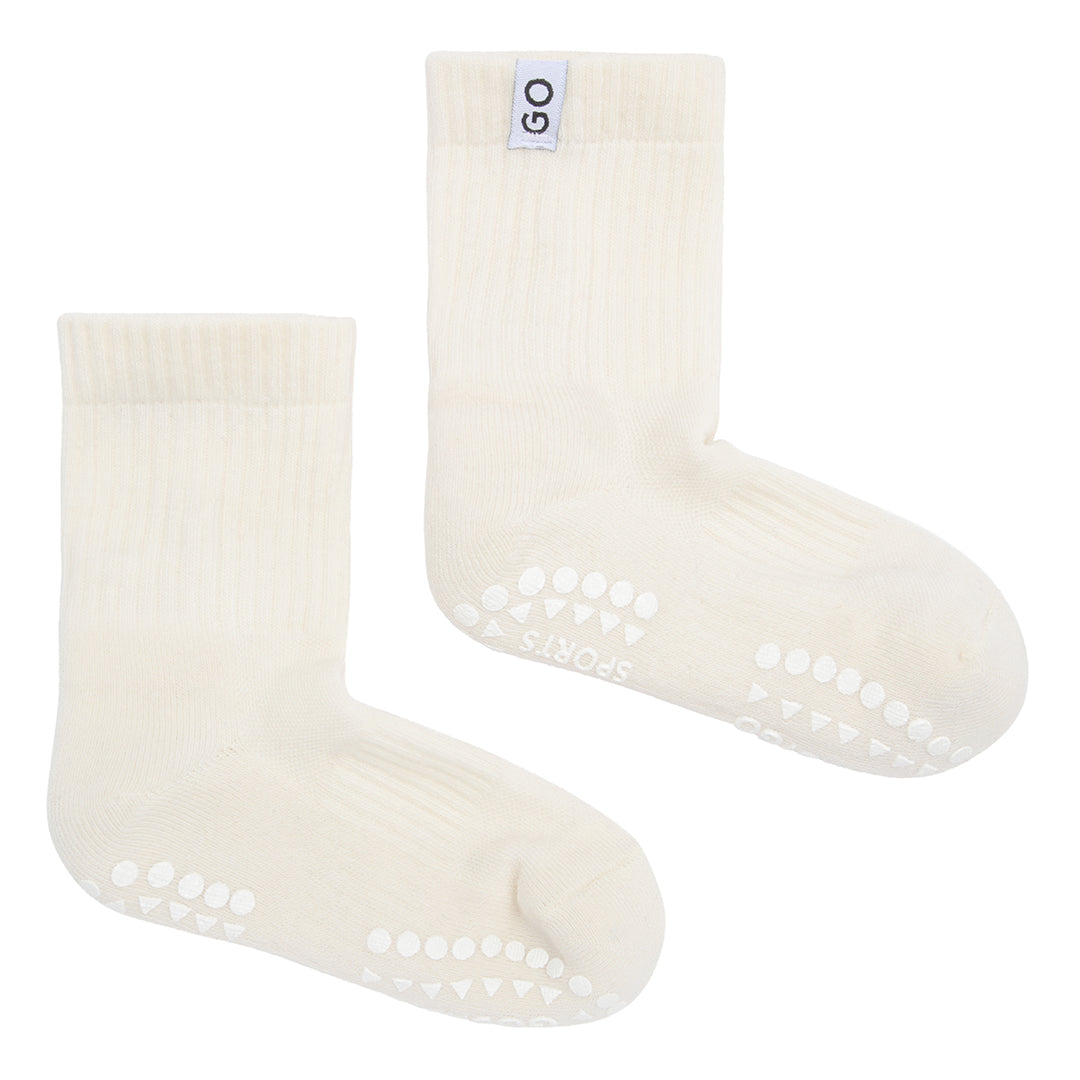 Non-slip Sports Socks with grip - Organic Cotton - Off White