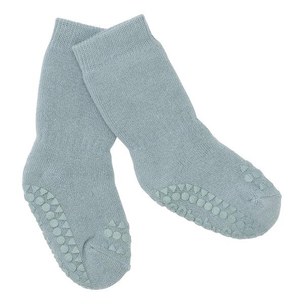 Non Slip Grip Socks Organic terry cotton Dusty Blue